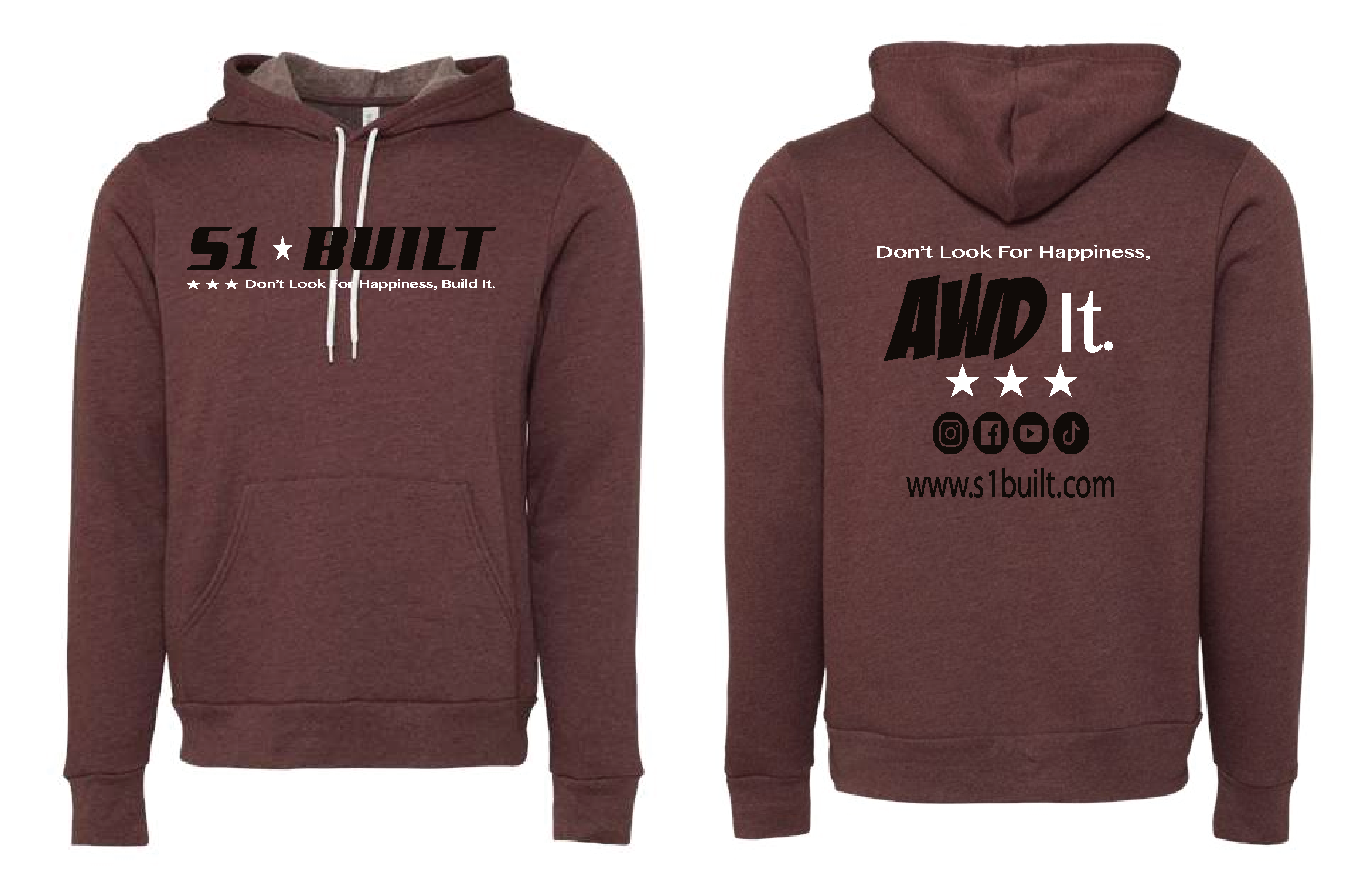 S1Built AWD Hoodie - Heather Maroon – S1Built, LLC.
